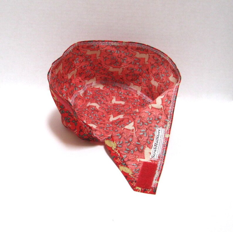 Christmas Red Surgical Cap or Scrub Hat With Gold Reindeer - Etsy