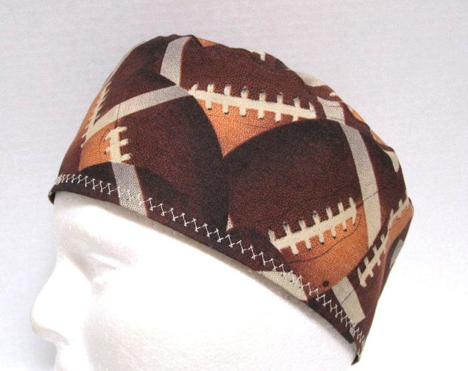 Mens Scrub Hat, Surgical Scrub Cap or Skull Cap With Footballs - Etsy