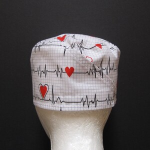 Mens Scrub Hat or Surgical Cap Cardiac Heart EKG on Black or White - Etsy