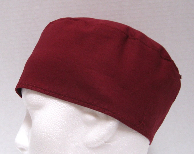 Mens Maroon Scrub Cap, Surgical Cap, Chefs Cap, or Skull Scrub Cap - Etsy