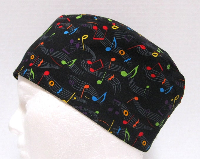 Mens Scrub Cap, Surgery Cap, Nurse Skull Cap or Chemo Cap Musical Notes ...