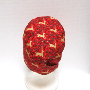 Christmas Red Surgical Cap or Scrub Hat With Gold Reindeer - Etsy