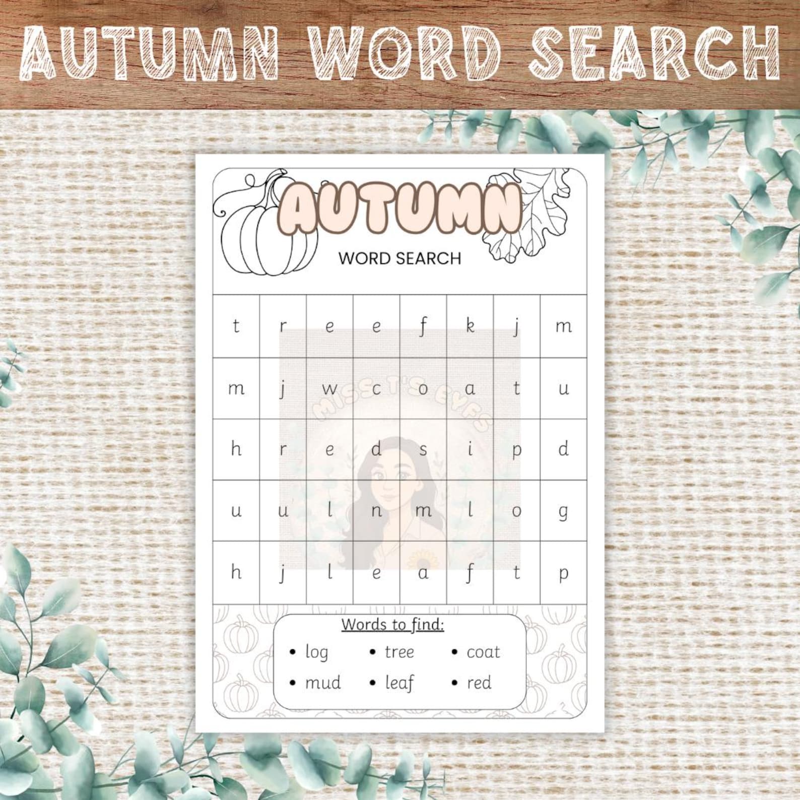 Autumn Wordsearch for Kids | Printable Fall Activity | Easy Word Puzzle ...