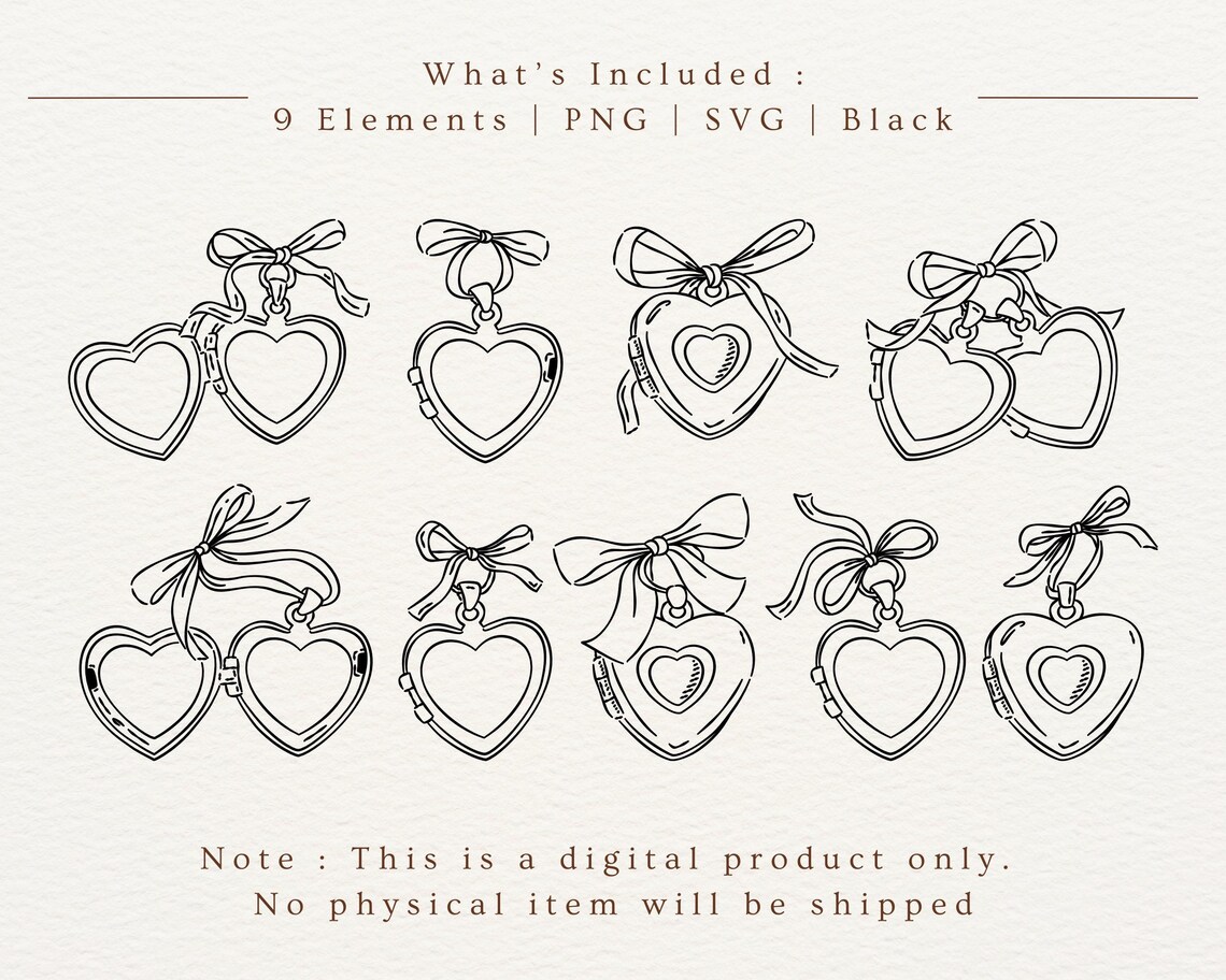 Hand-drawn Heart Locket Clipart SVG PNG, Vintage Love Locket ...