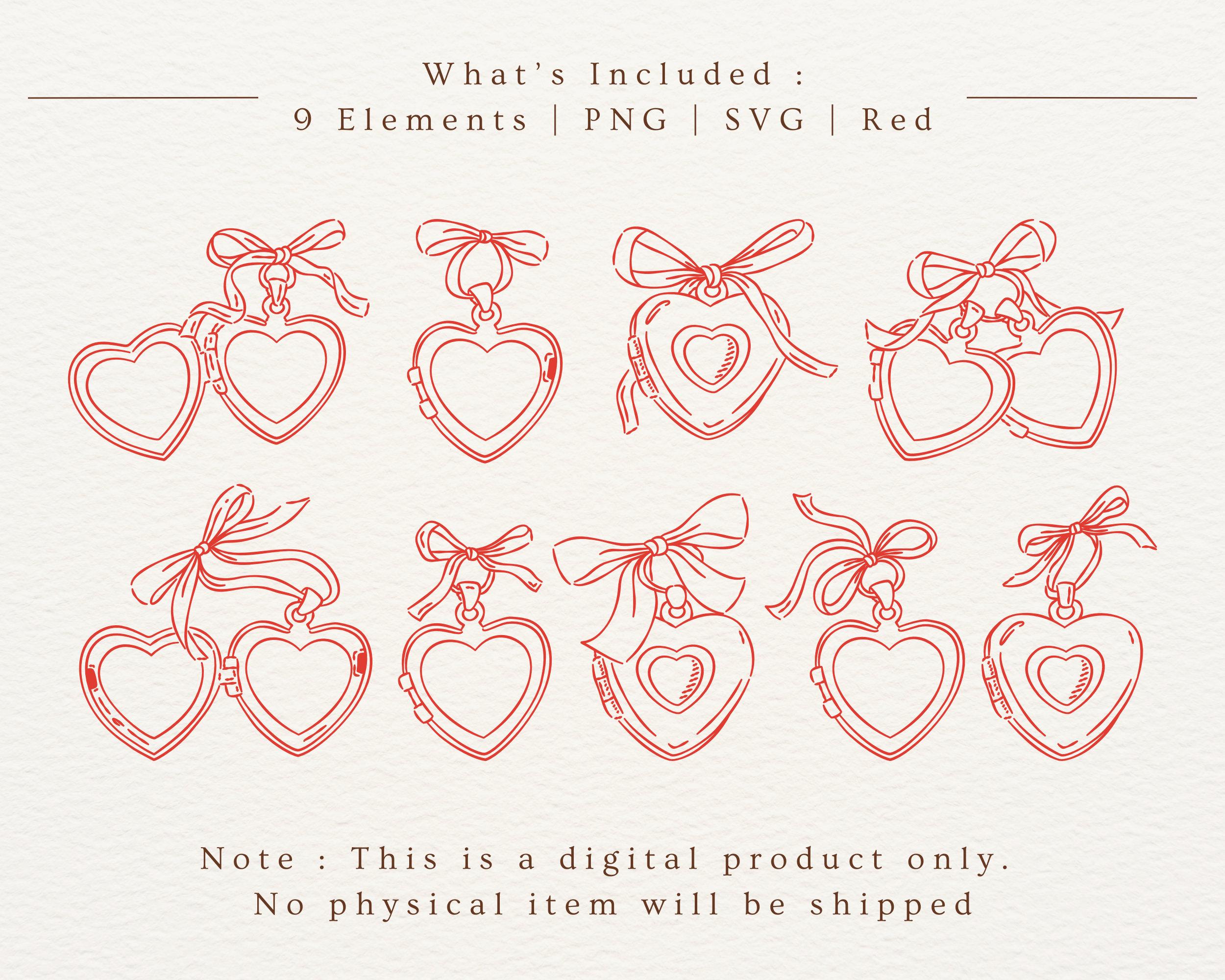 Hand-drawn Heart Locket Clipart SVG PNG, Vintage Love Locket ...