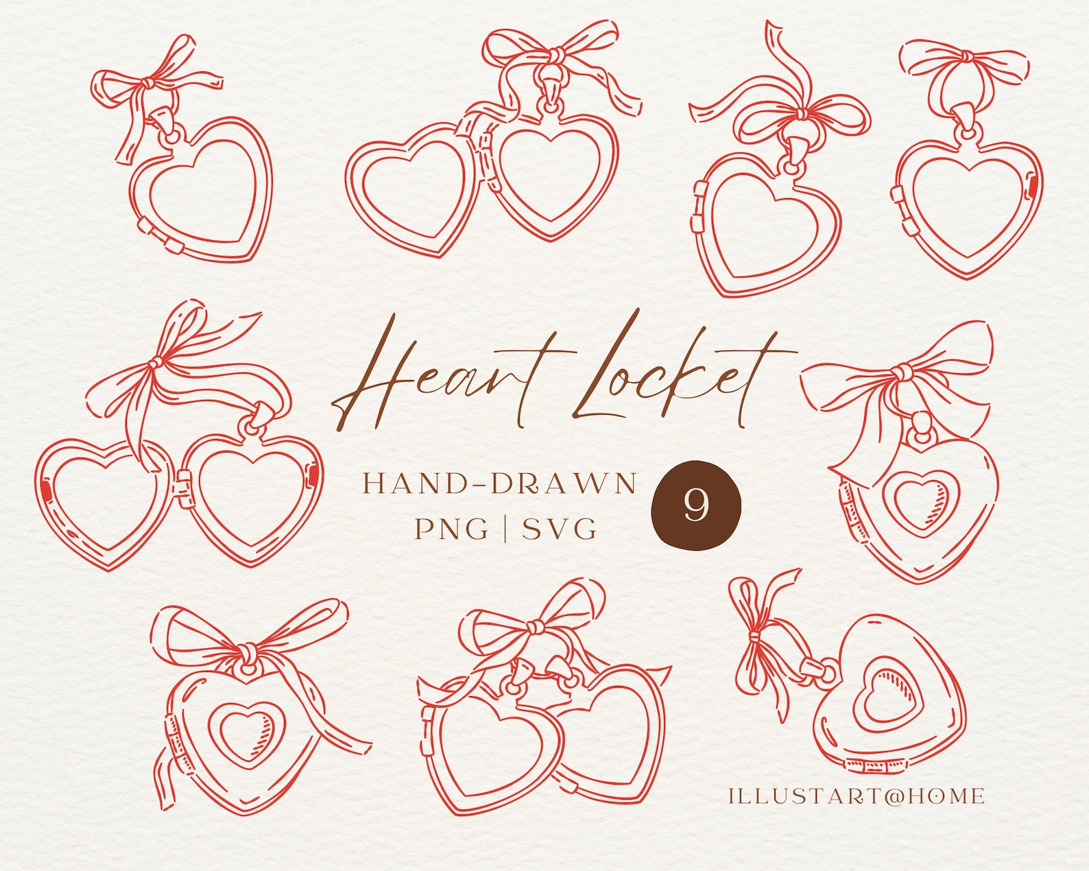 Hand-drawn Heart Locket Clipart SVG PNG, Vintage Love Locket ...