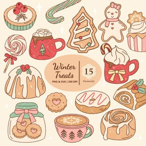 Winter Treats Clipart: Christmas Cookies, Cocoa, Candy (PNG, SVG ...