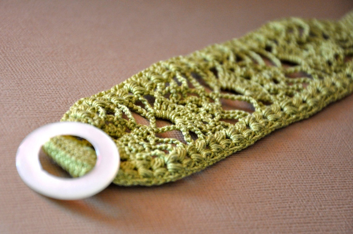 Lace Cuff With Vintage Buckle in Lime Green MADE TO ORDER - Etsy