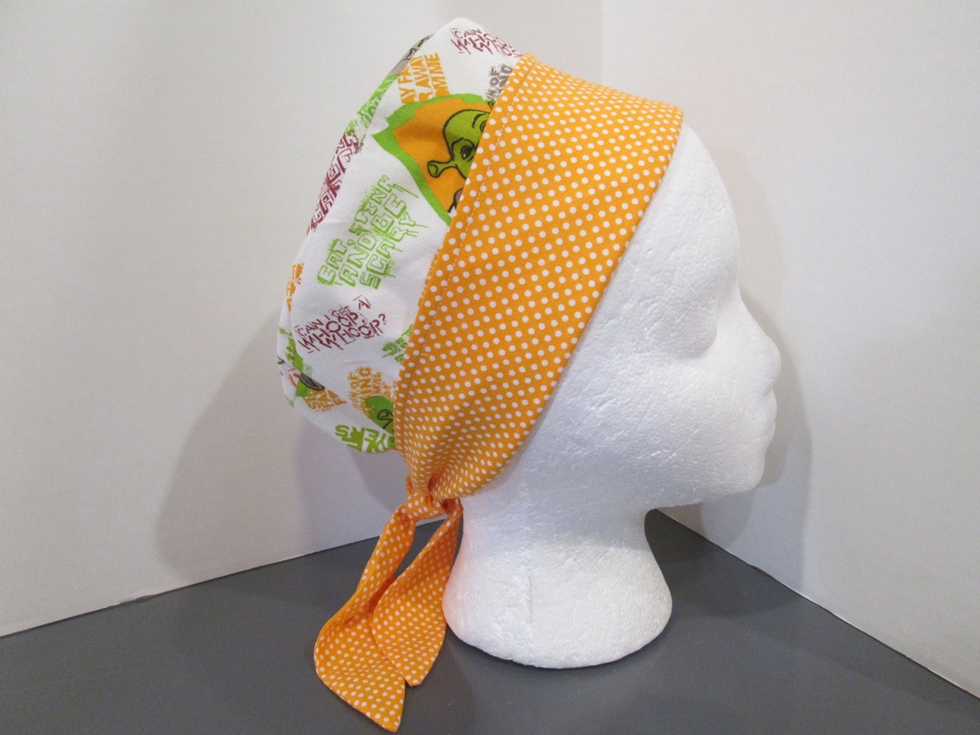 Shrek With Coordinating Orange Polka Dots 2 in 1 Chemo/pixie Surgical ...