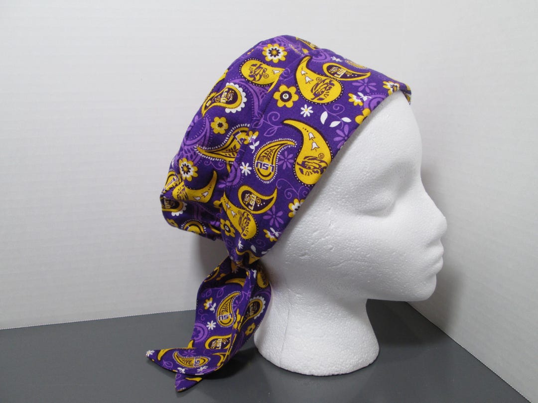 LSU Purple and Gold Paisley 2 in 1 Chemo/scrub Cap - Etsy