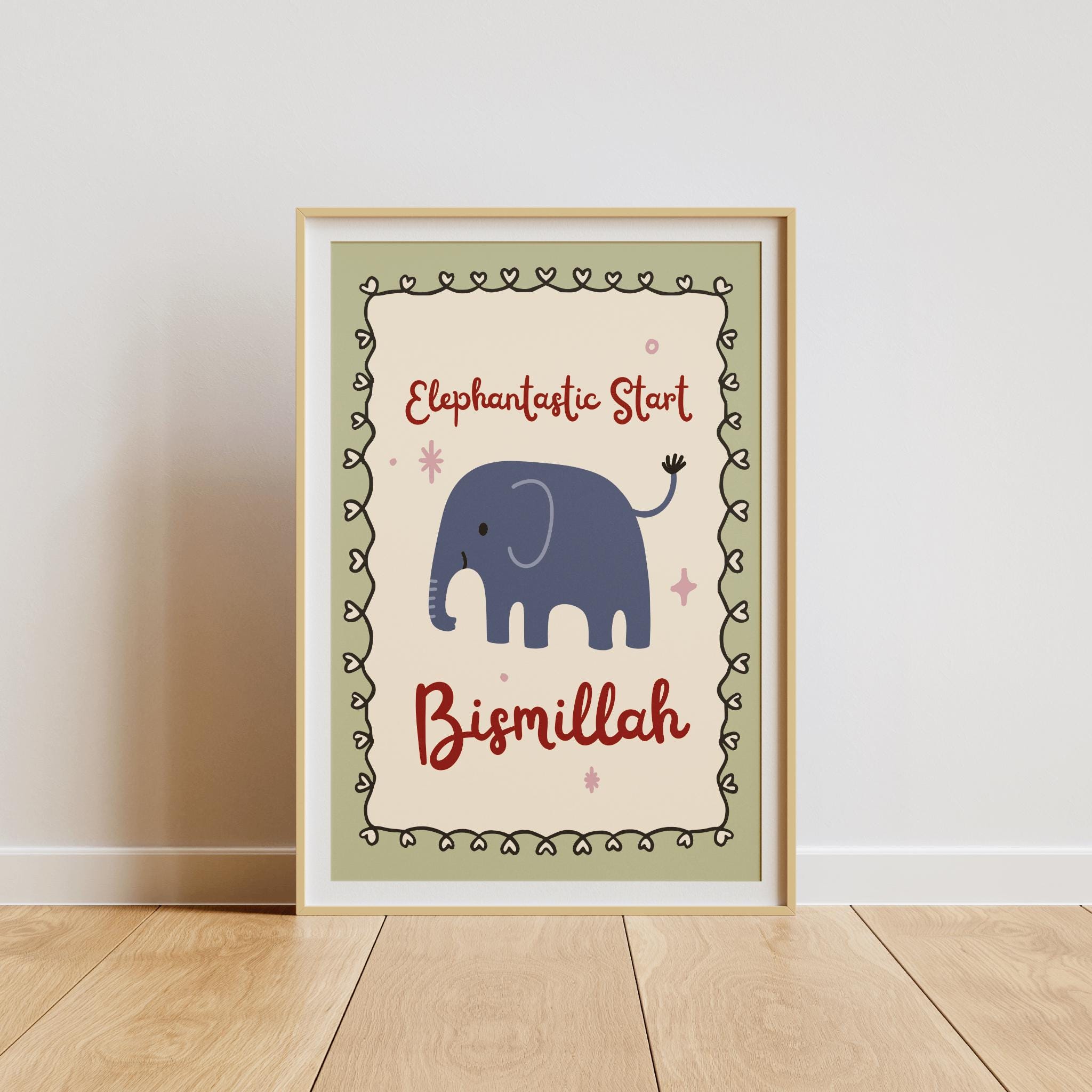 Islamic Animal Nursery Wall Art, Retro Boho Muslim Kids Decor (digital ...