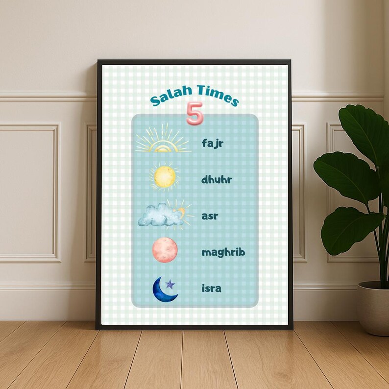 Salah Times Poster for Kids | Islamic Wall Art for Muslim Children ...