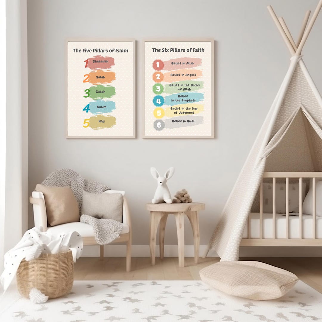 Islamic Pillars Art Print Set: Muslim Kids Room Decor (digital Download ...
