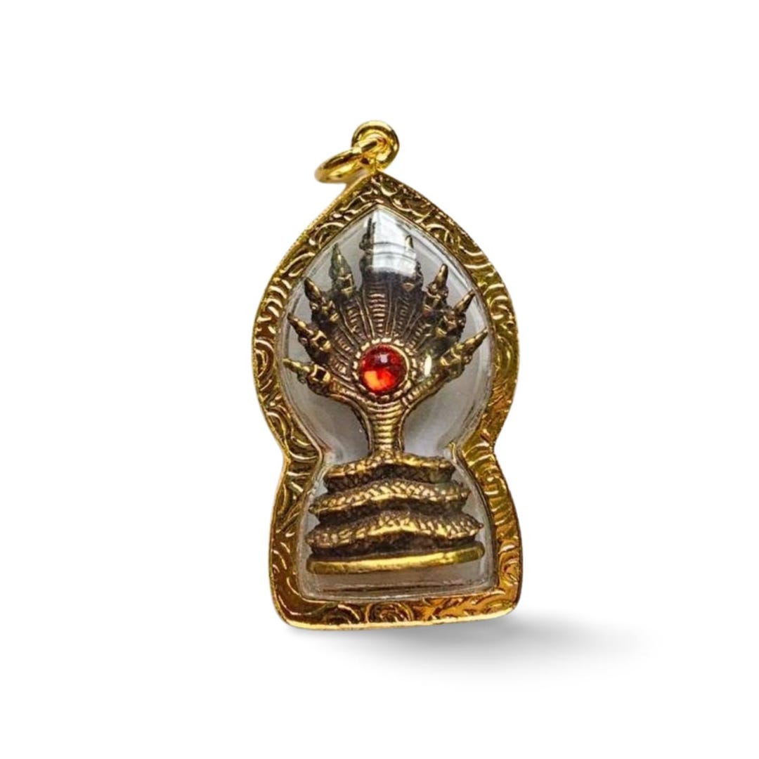 Naga 9-headed Eye Gem Amulet - Thai Gold Case Pendant - Etsy