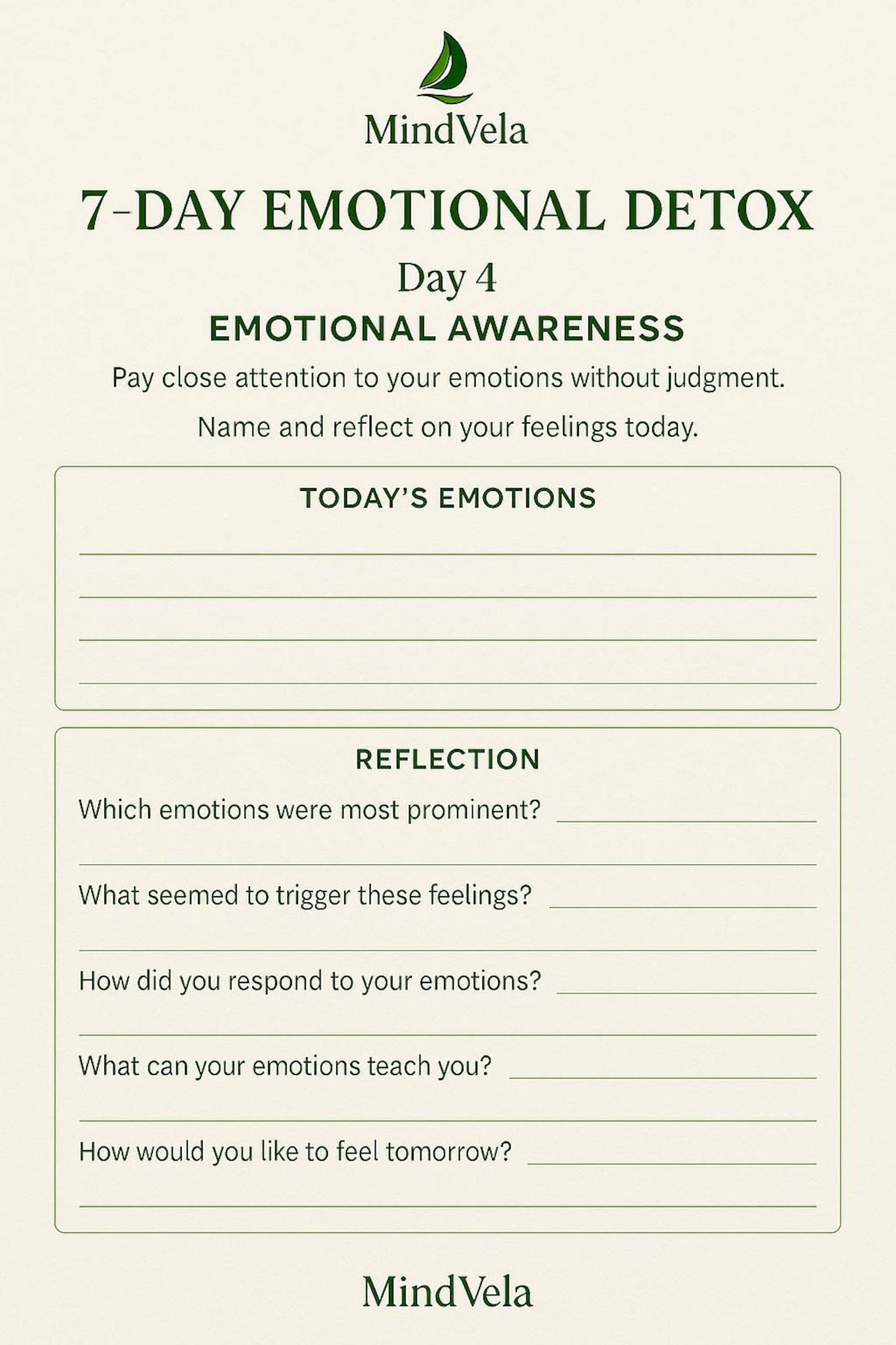 7-day Emotional Detox Printable Workbook - Etsy