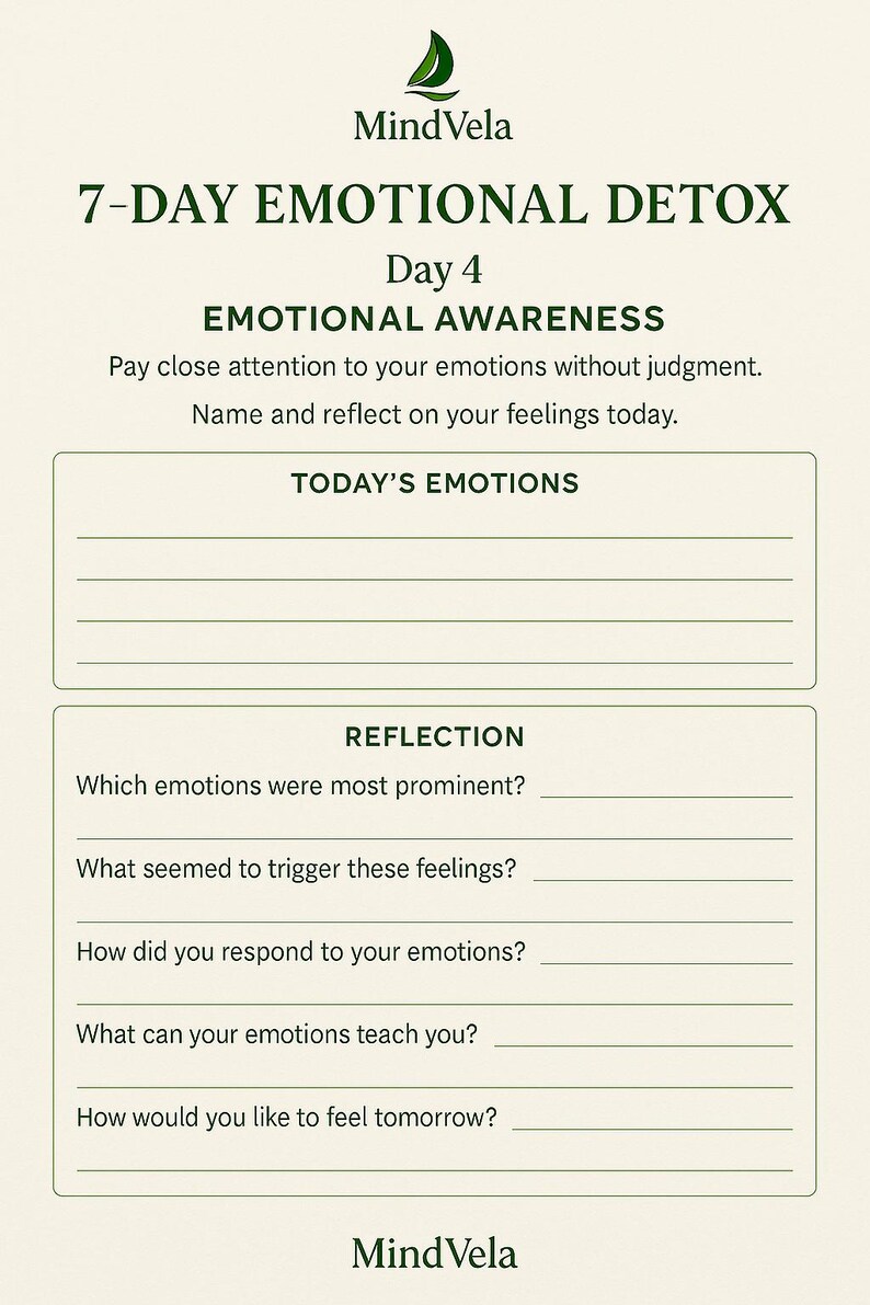 7-day Emotional Detox Printable Workbook - Etsy