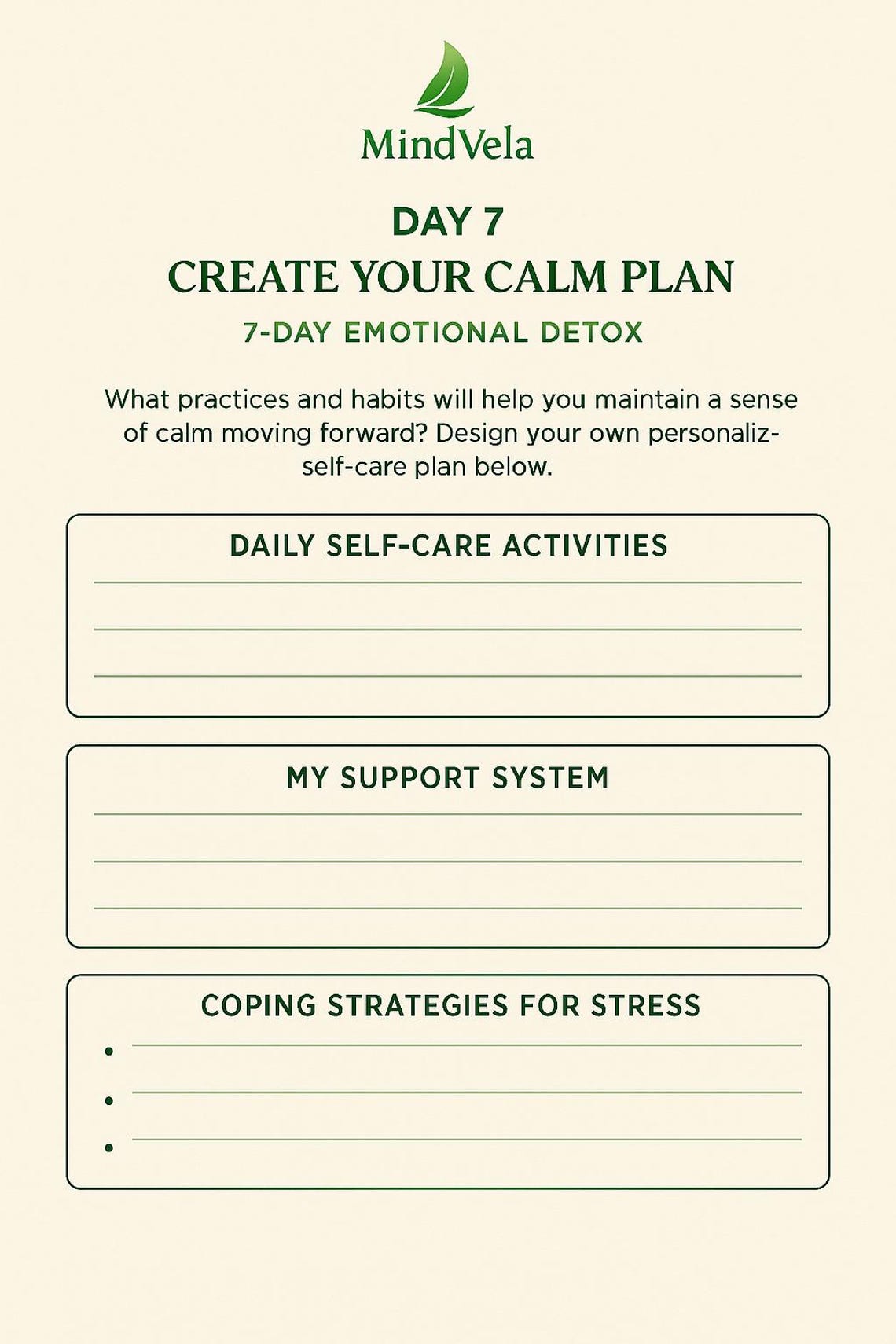 7-day Emotional Detox Printable Workbook - Etsy