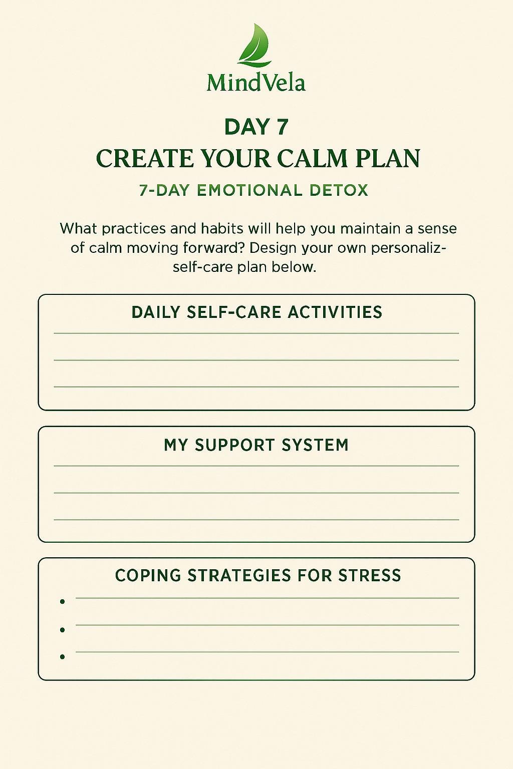 7-day Emotional Detox Printable Workbook - Etsy