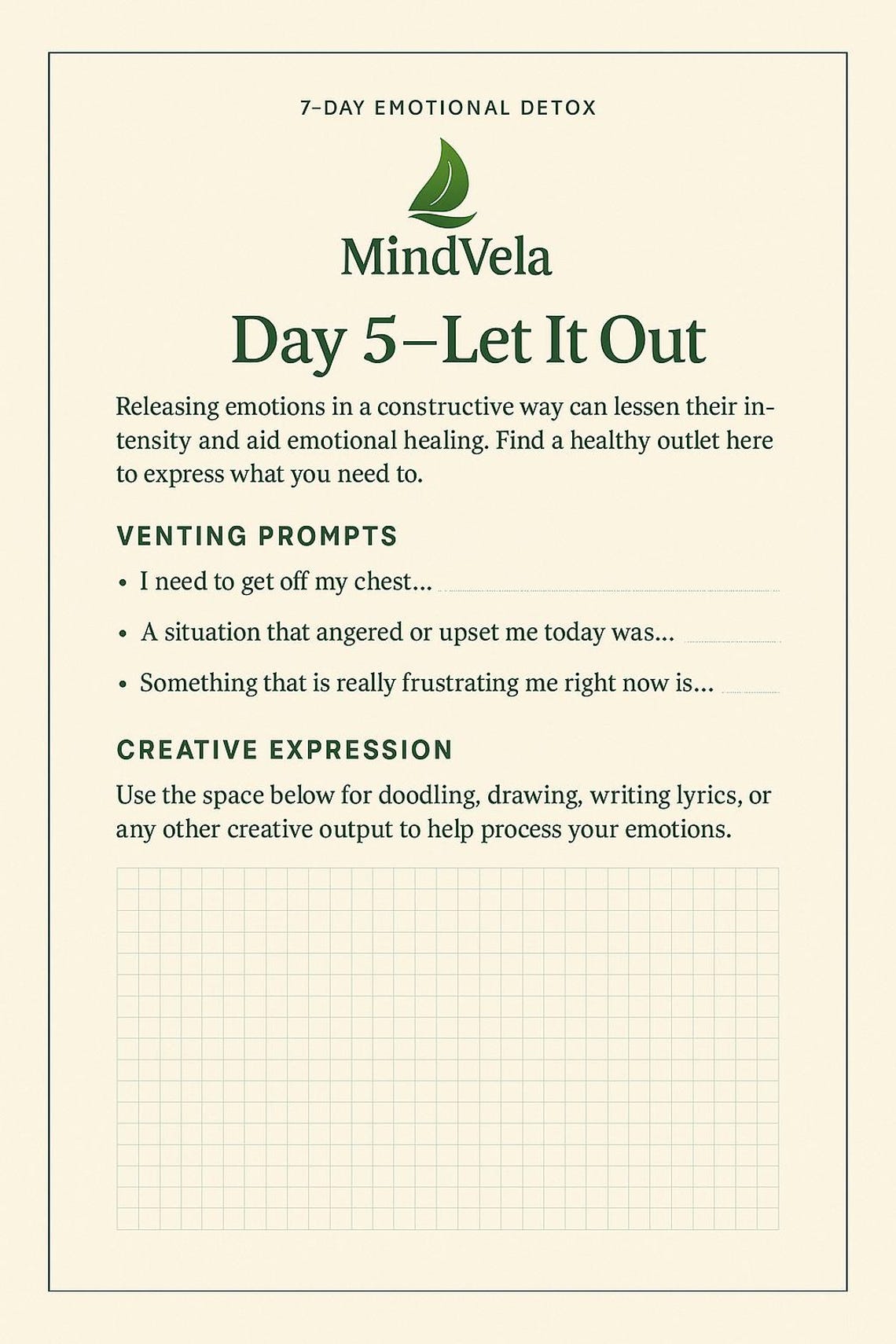 7-day Emotional Detox Printable Workbook - Etsy