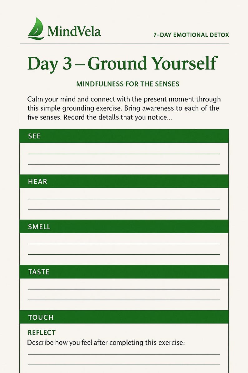 7-day Emotional Detox Printable Workbook - Etsy