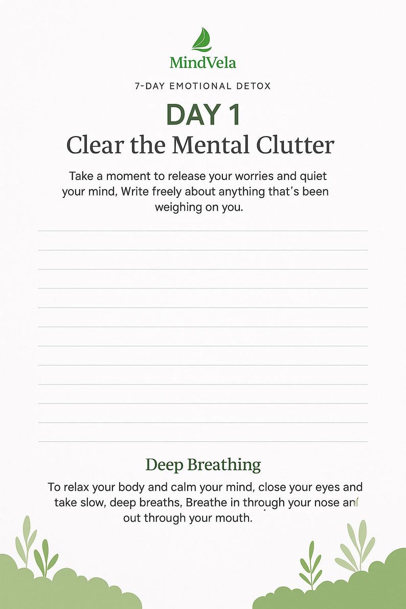7-day Emotional Detox Printable Workbook - Etsy