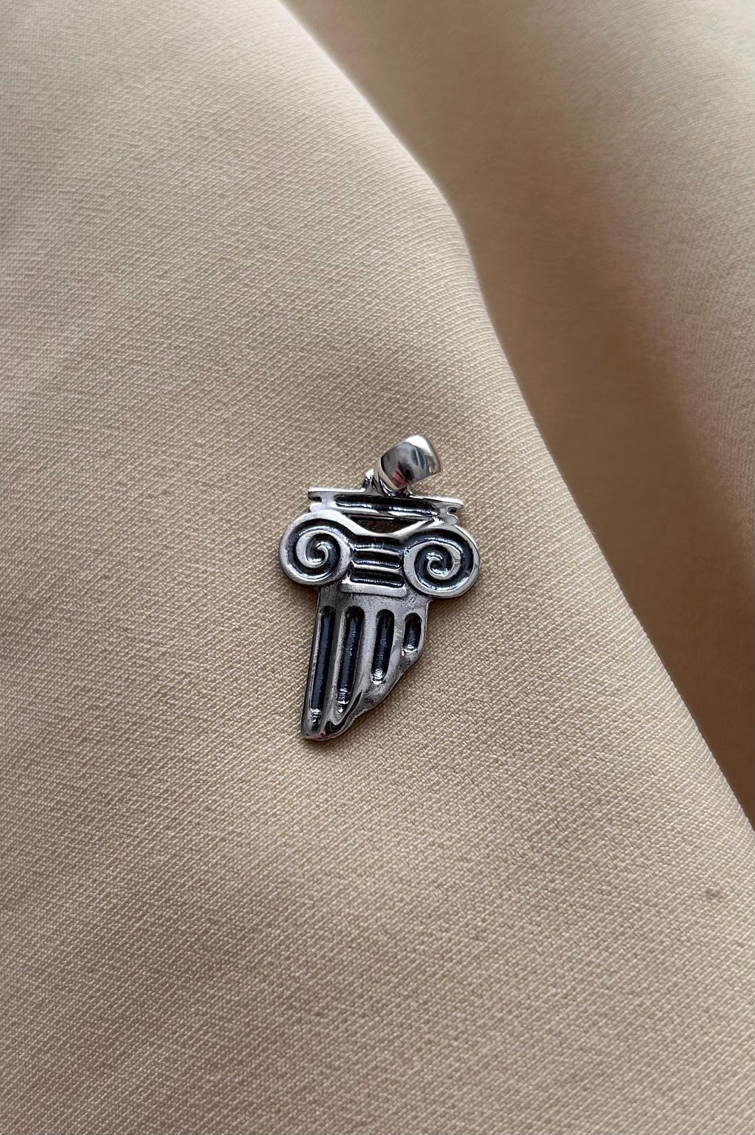 Ancient Greek Column Pendant- Handmade Ionic Pillar Amulet- Sterling ...
