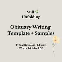 Printable Obituary Template | How to Write Obit Guide | Death Notice ...