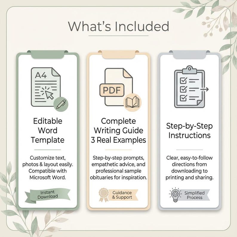 Easy Obituary Template With Writing Guide | Fill-in-blank Memorial Form ...