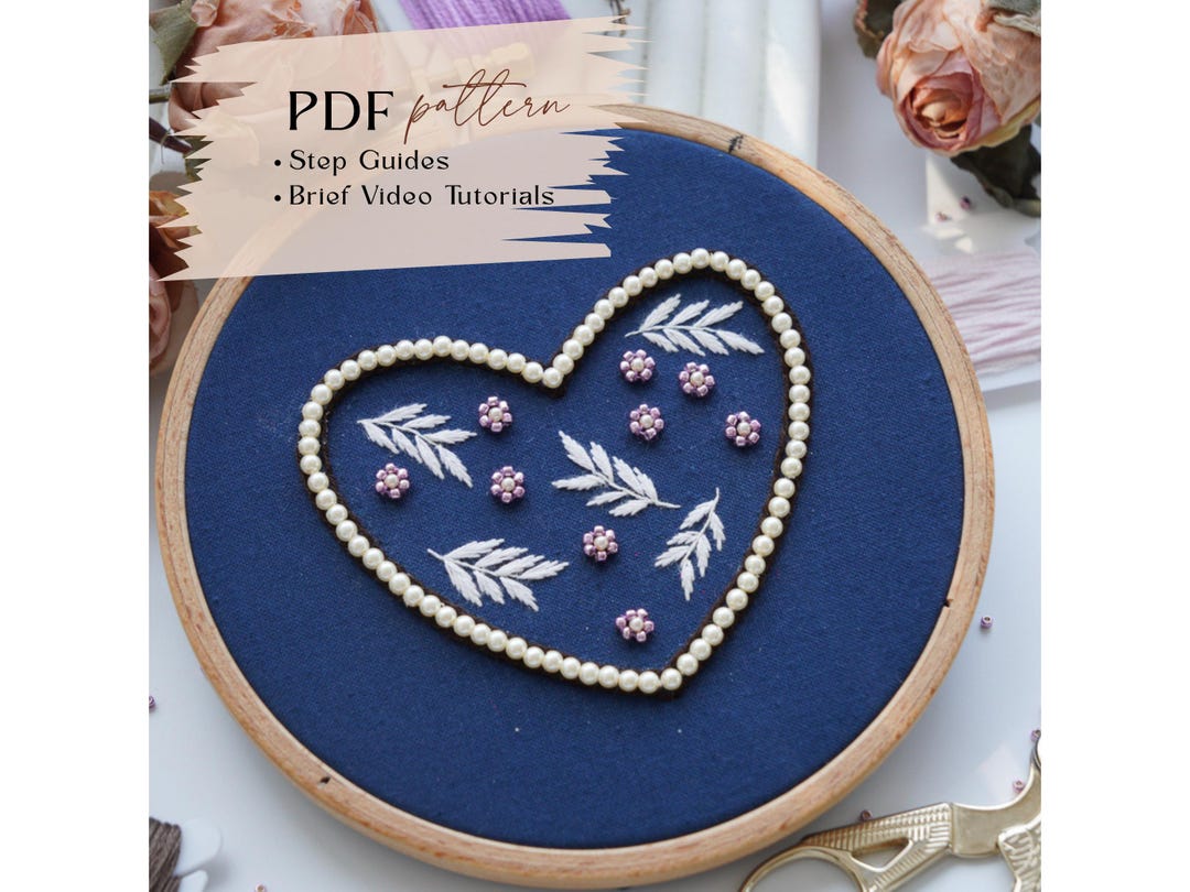 Hand Embroidery Pattern : Floral Beaded Design (PDF Download + Video ...