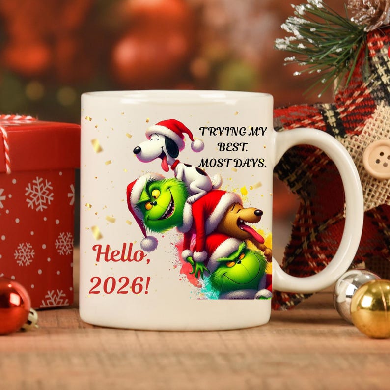 Snoopy Grinch Winter PNG | Hello 2026 Clipart (instant Download) - Etsy