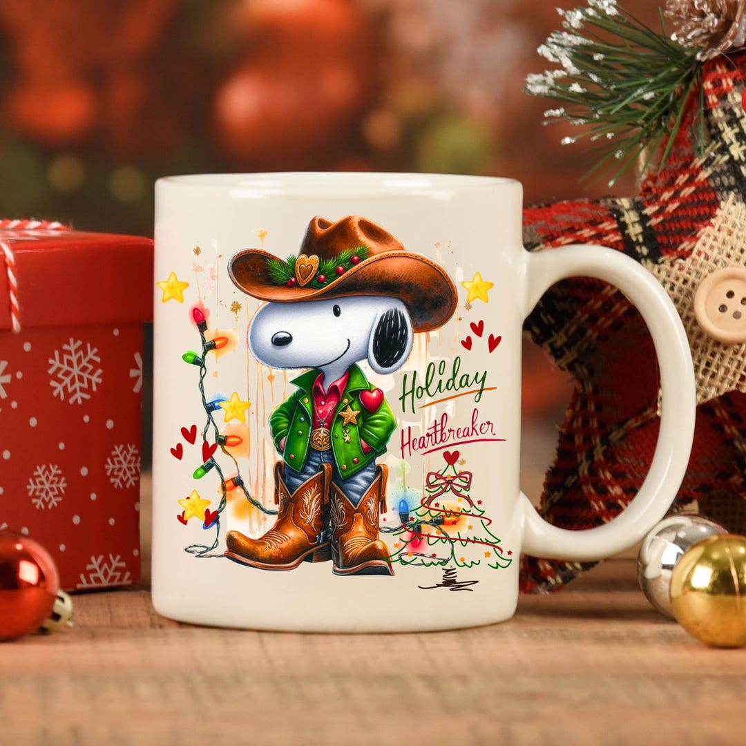 Snoopy Cowboy Christmas PNG | Holiday Mug Sublimation (digital Download ...