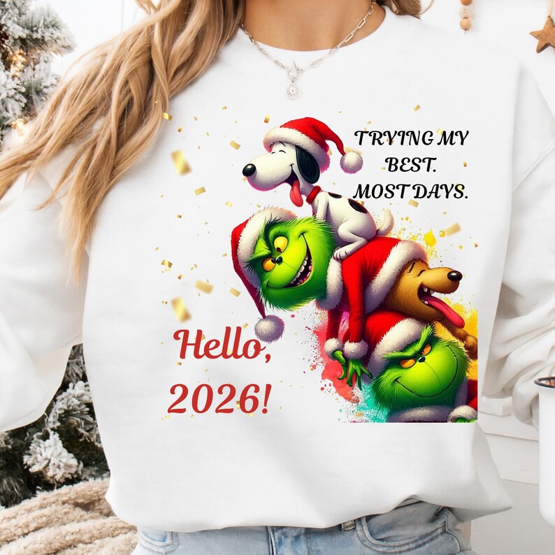 Snoopy Grinch Winter PNG | Hello 2026 Clipart (instant Download) - Etsy