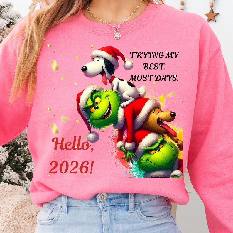 Snoopy Grinch Winter PNG | Hello 2026 Clipart (instant Download) - Etsy