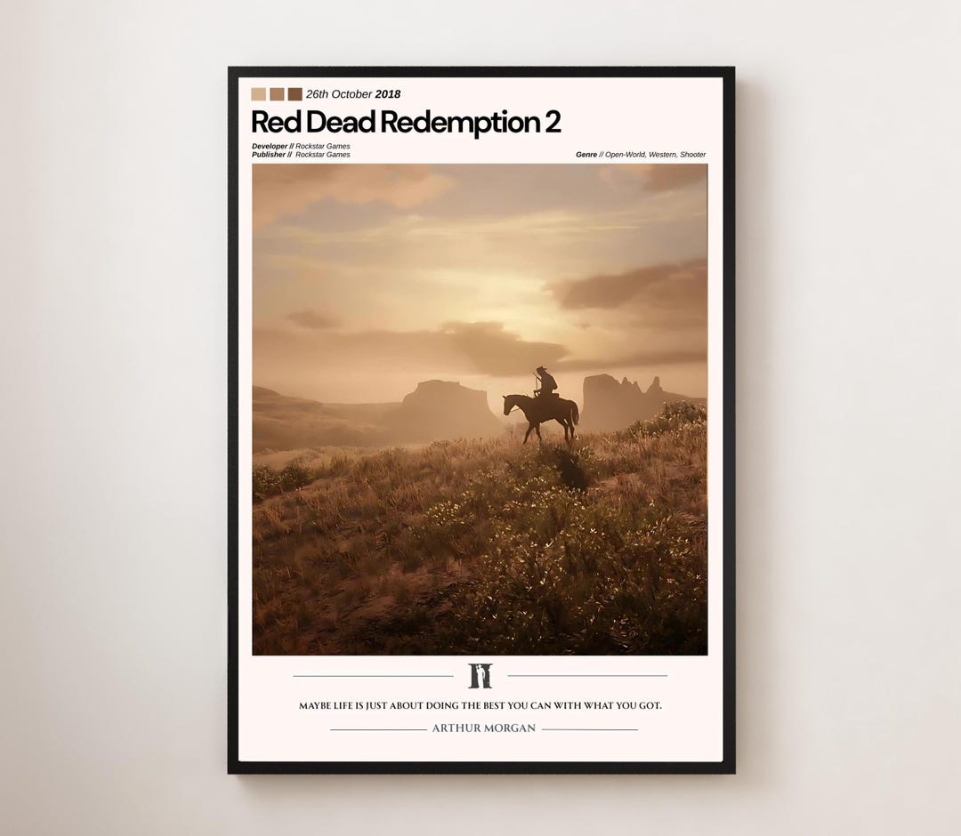 Red Dead Redemption 2 Poster – Arthur Morgan Quote Wall Art – Sunset ...