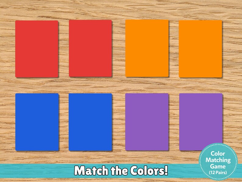Color Matching Memory Game for Preschool | Color Recognition Cards - Etsy