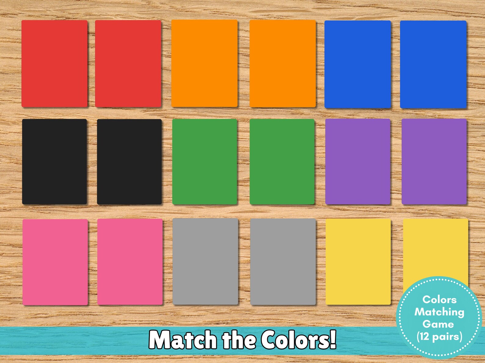 Color Matching Memory Game for Preschool | Color Recognition Cards - Etsy