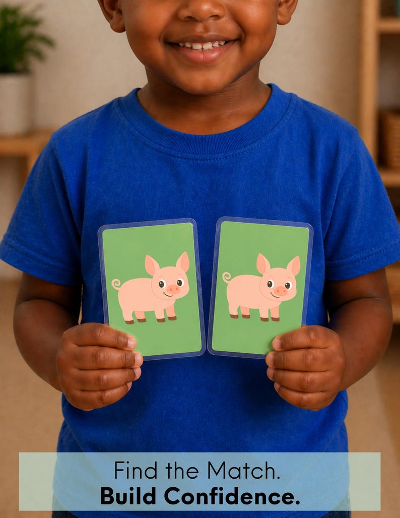 Farm Animal Matching Memory Game | Preschool Learning Cards - Etsy