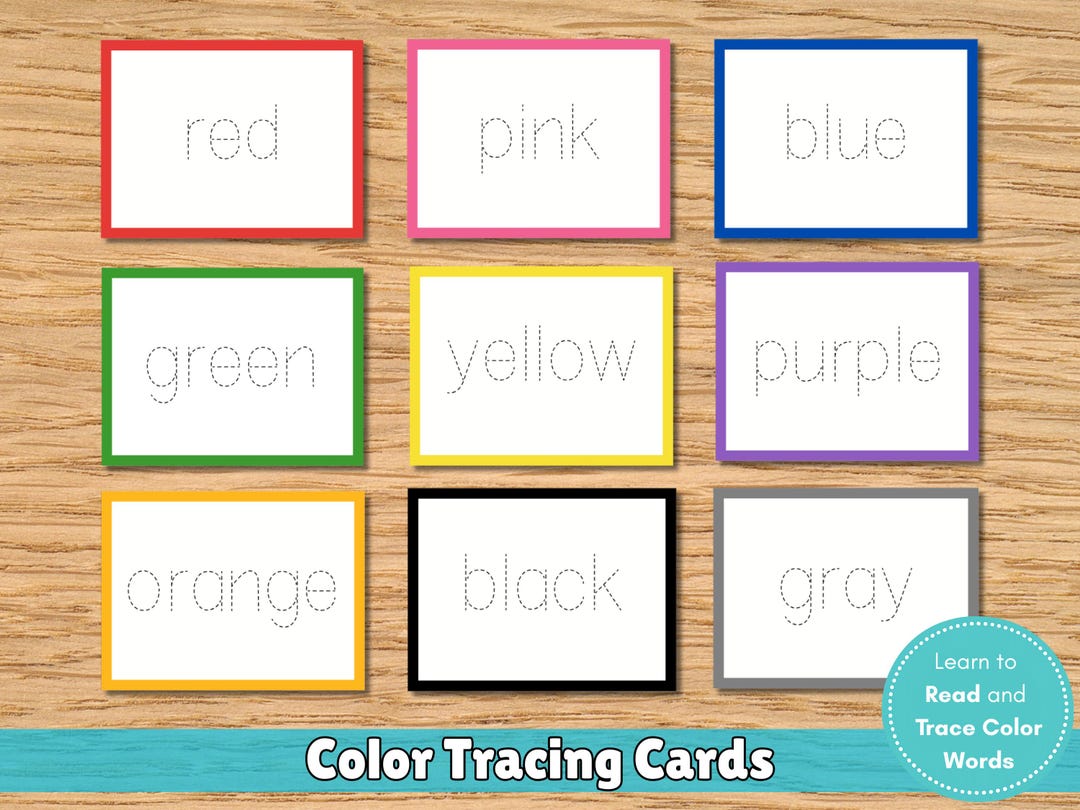 Color Word Tracing Cards, Preschool Handwriting Practice, Learn Colors ...