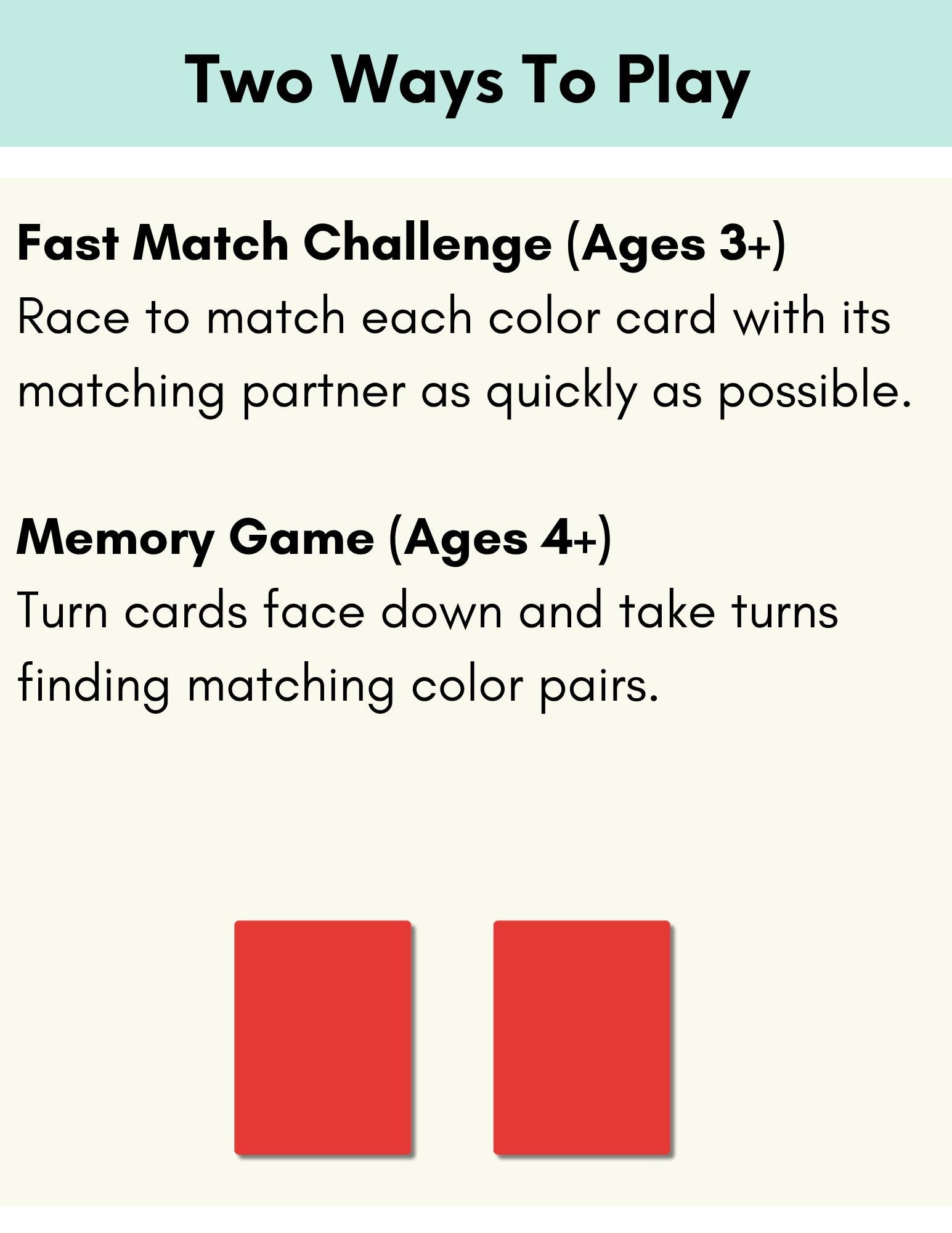 Color Matching Memory Game for Preschool | Color Recognition Cards - Etsy
