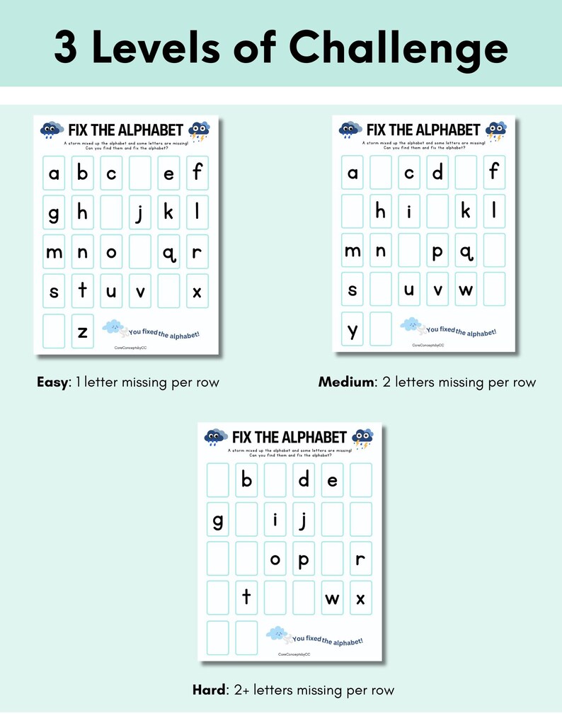 Missing Letters Alphabet Game | ABC Lowercase Matching Activity for ...