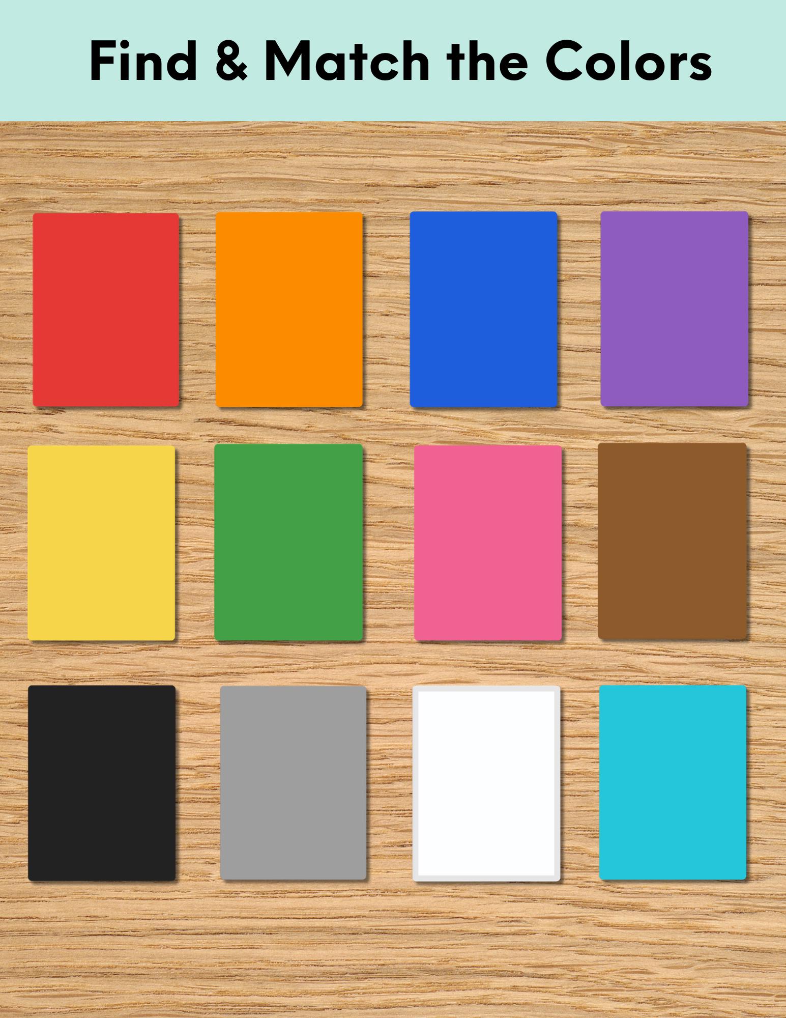 Color Matching Memory Game for Preschool | Color Recognition Cards - Etsy