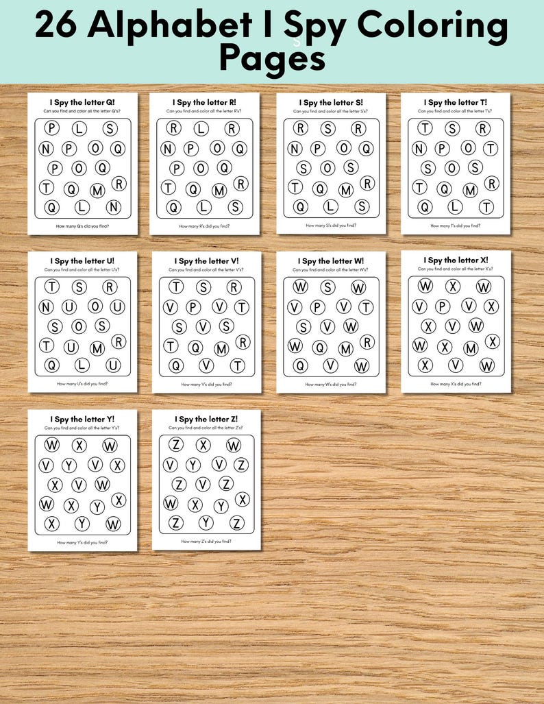 Alphabet I Spy Coloring Pages, Preschool Activity, Toddler Recognition ...