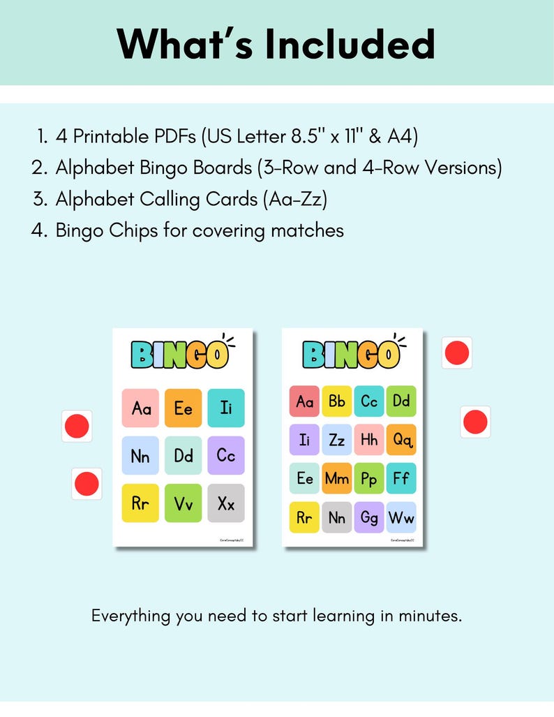 Alphabet Bingo Game for Preschool | Uppercase & Lowercase Letter ...