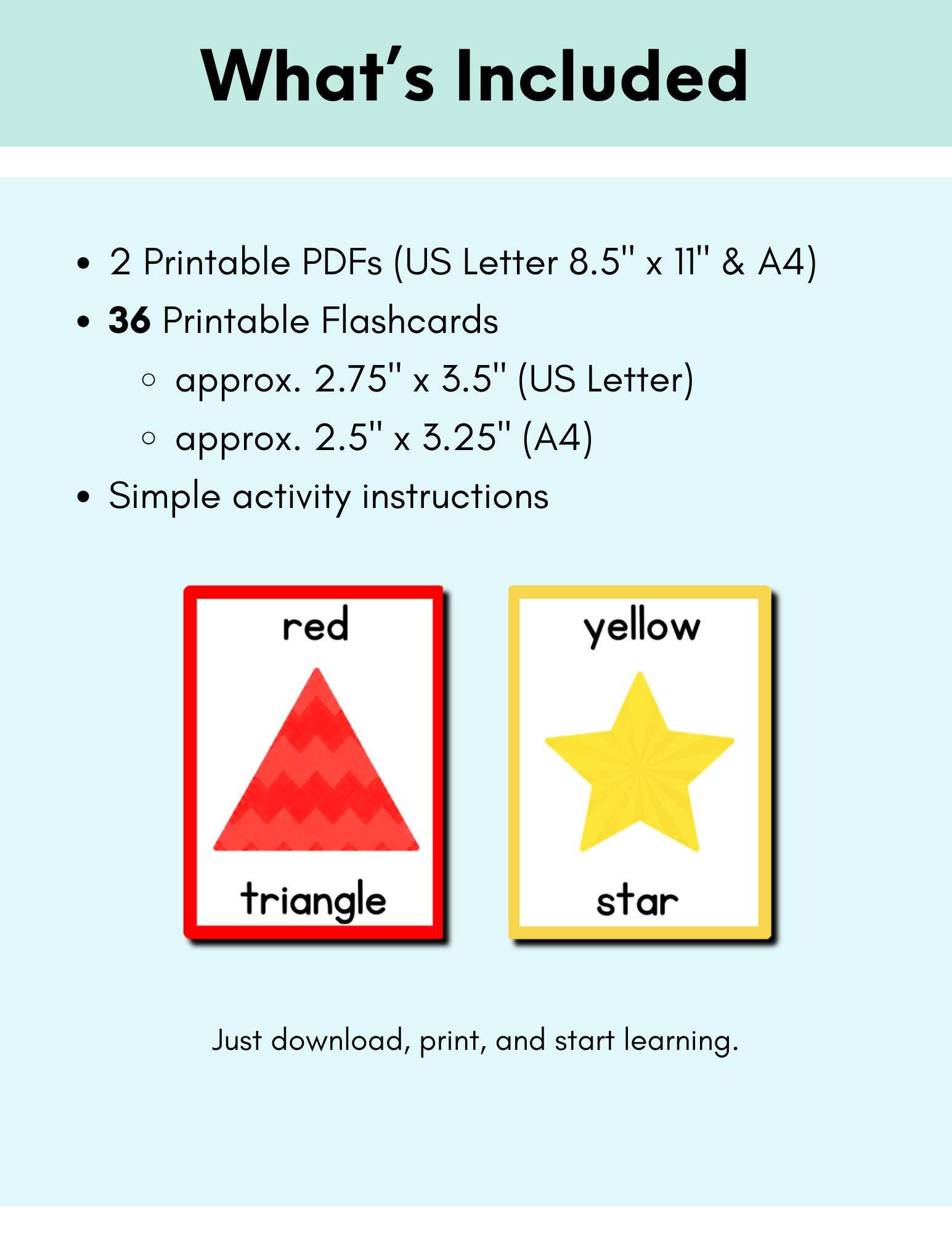Shape & Color Flashcards for Kids | Printable Preschool Learning Cards ...
