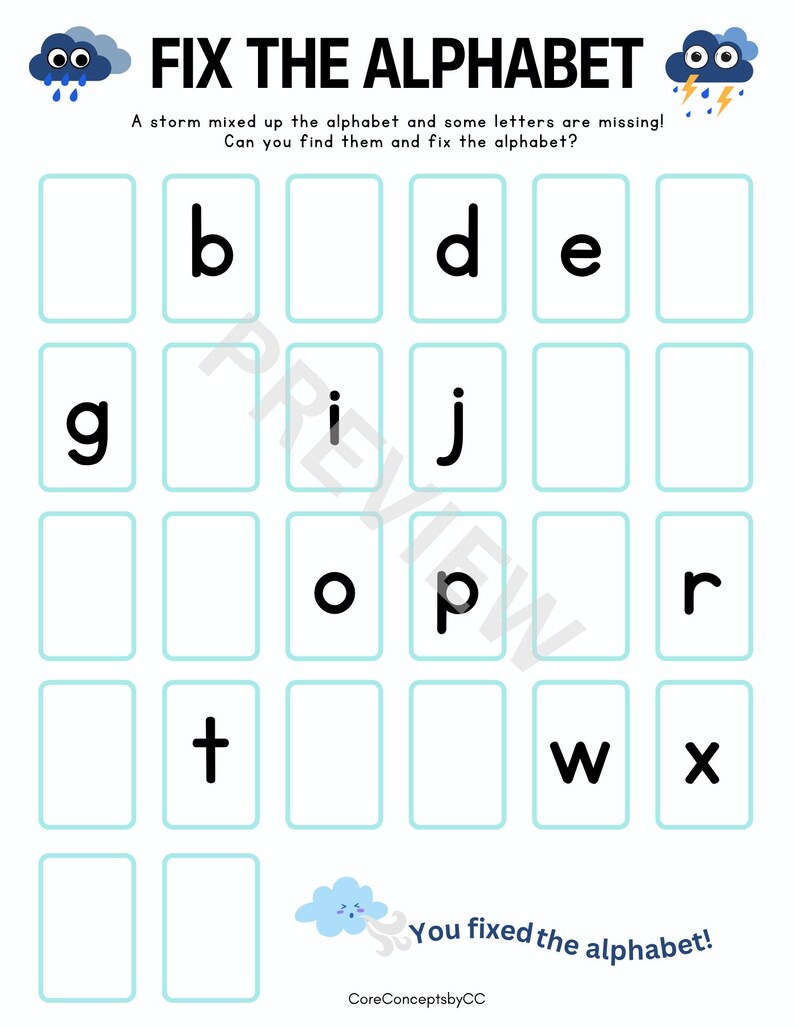 Missing Letters Alphabet Game | ABC Lowercase Matching Activity for ...