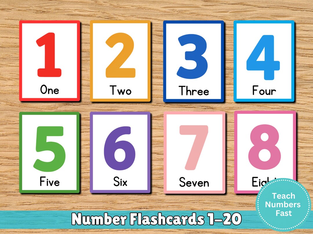Number Flashcards 1-20 | Printable Number Learning Cards | Kindergarten ...