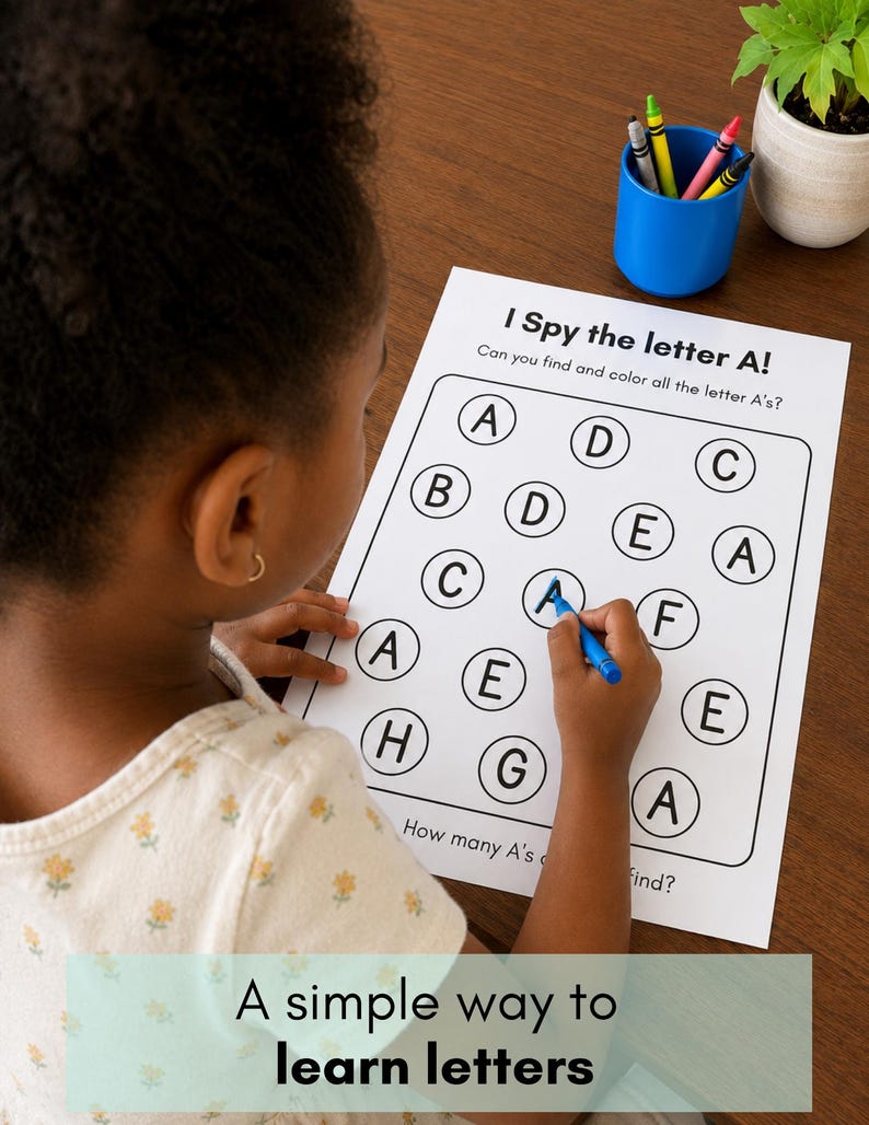 Alphabet I Spy Coloring Pages, Preschool Activity, Toddler Recognition ...