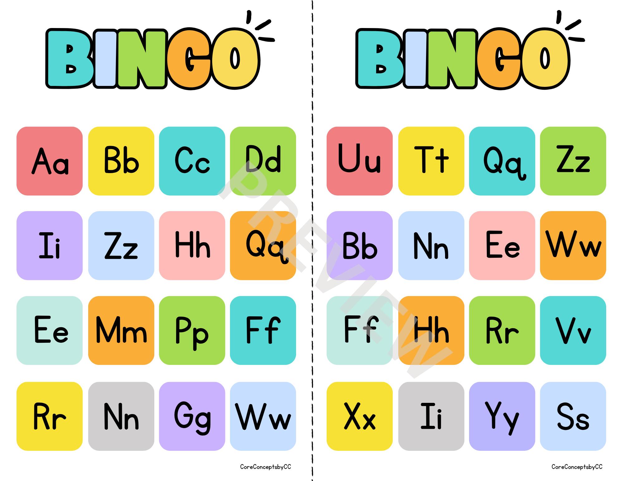 Alphabet Bingo Game for Preschool | Uppercase & Lowercase Letter ...