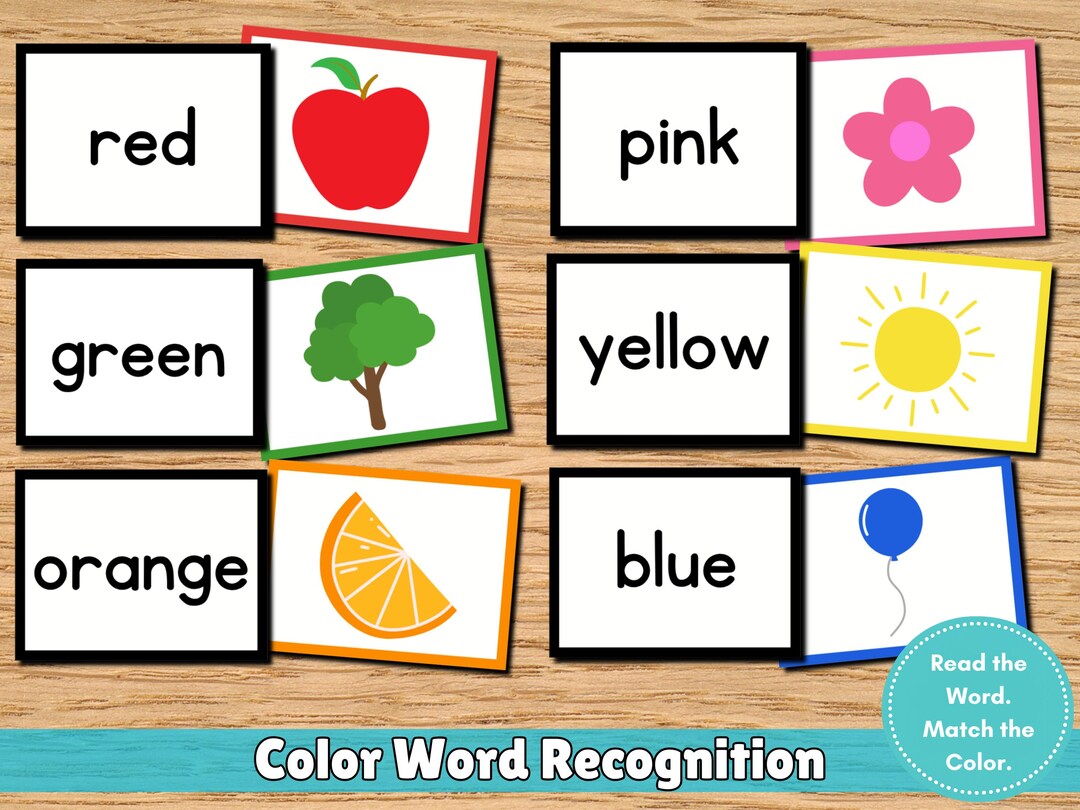 Color Word Recognition Cards | Preschool Early Reading Activity ...