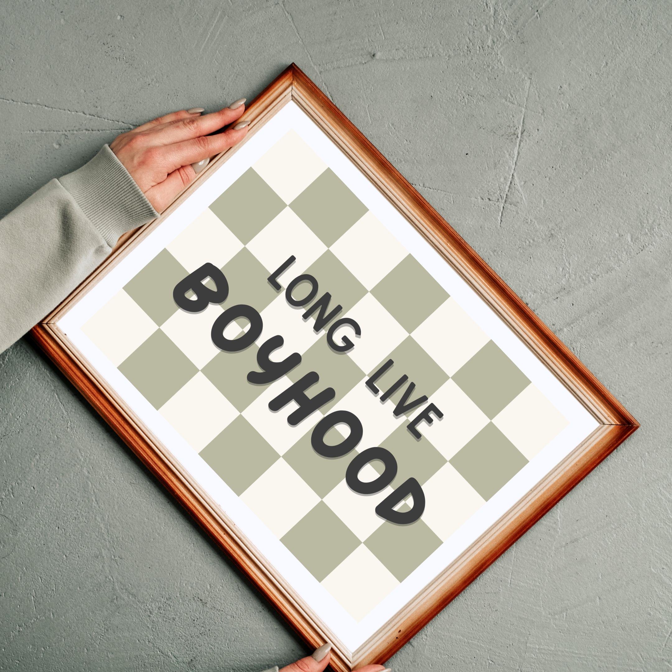 Long Live Boyhood Print, Modern Playroom Print, Fun Green Playroom ...
